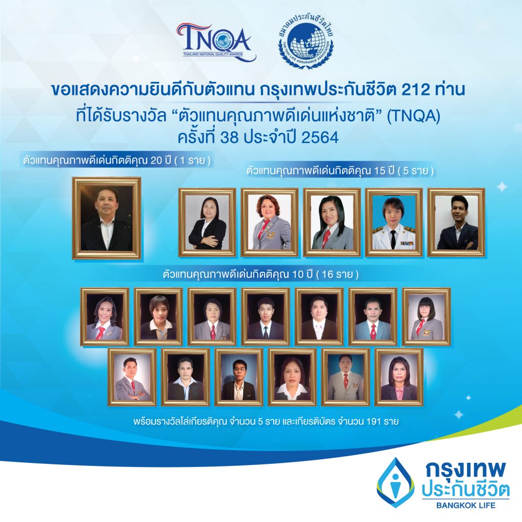 กรุงเทพประกันชีวิต ร่วมแสดงความยินดีกับ 212 ตัวแทนประกันชีวิต ที่ได้รับ ...