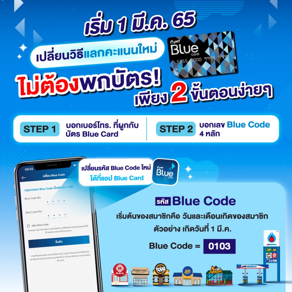 Blue Card แจ้งข่าวดี เปลี่ยนวิธีแลกคะแนนใหม่ไม่ต้องพกบัตร ลดสัมผัส ...